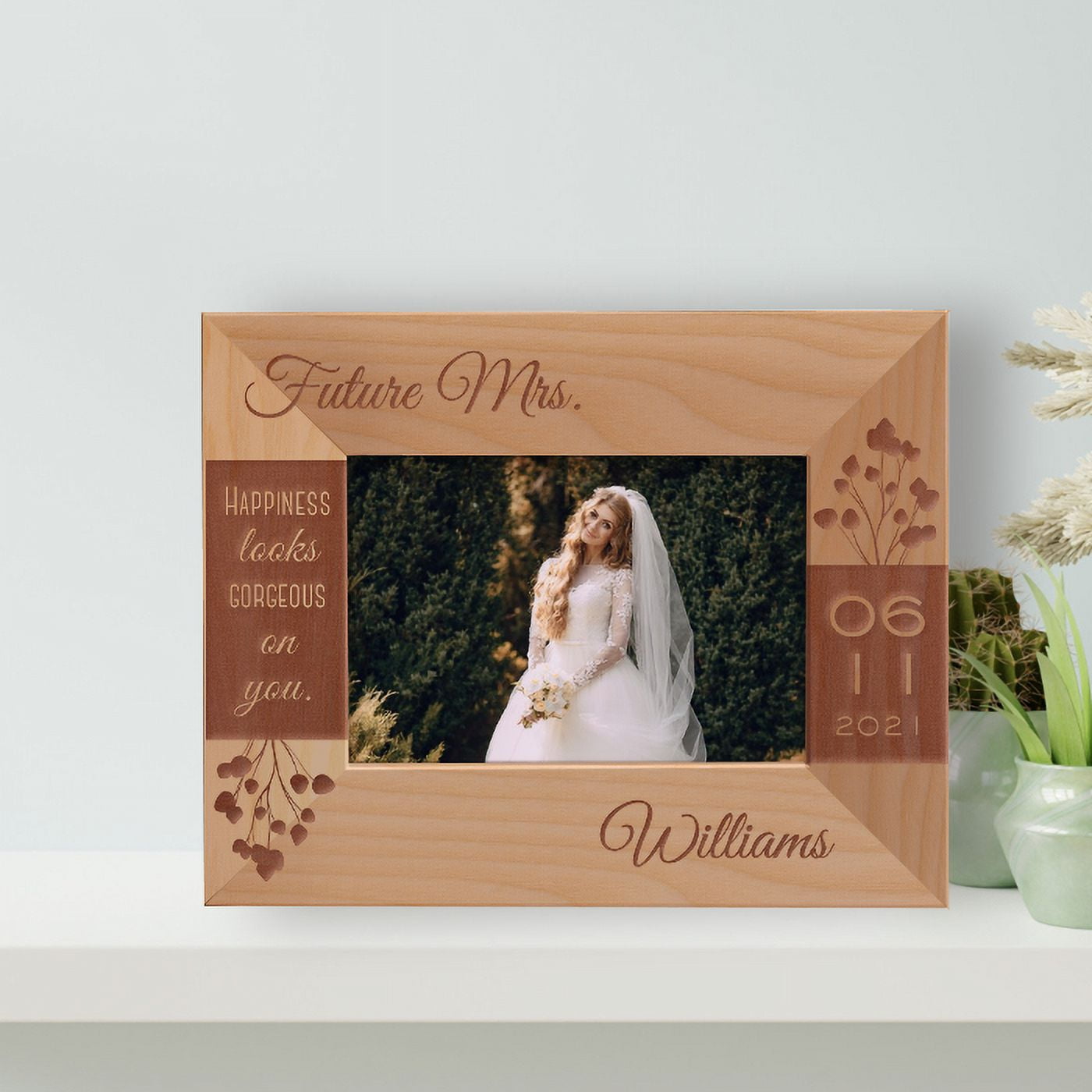 Happiness Looks Gorgeous On You Personalized Wooden Frame-5" x 3 1/2 ...