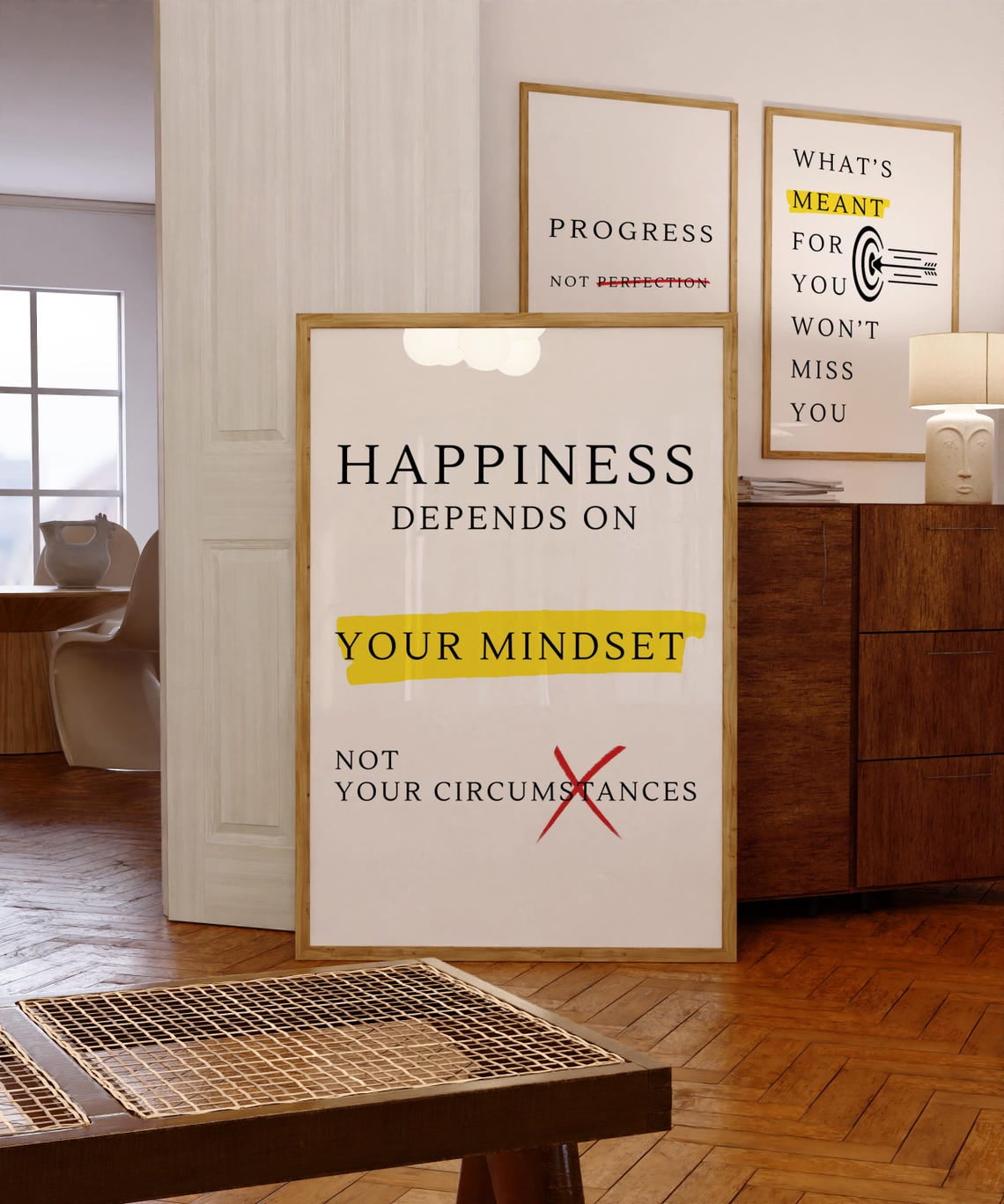 Happiness Mindset Wall Art-Motivational Quote Print-Positive Thinking ...