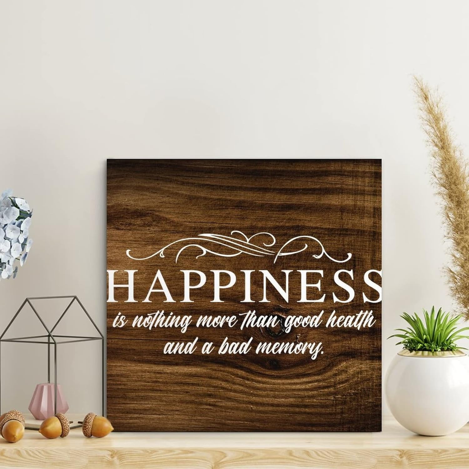 Happiness Is Nothing More Than Good Health Wood Signs Vintage Funny ...