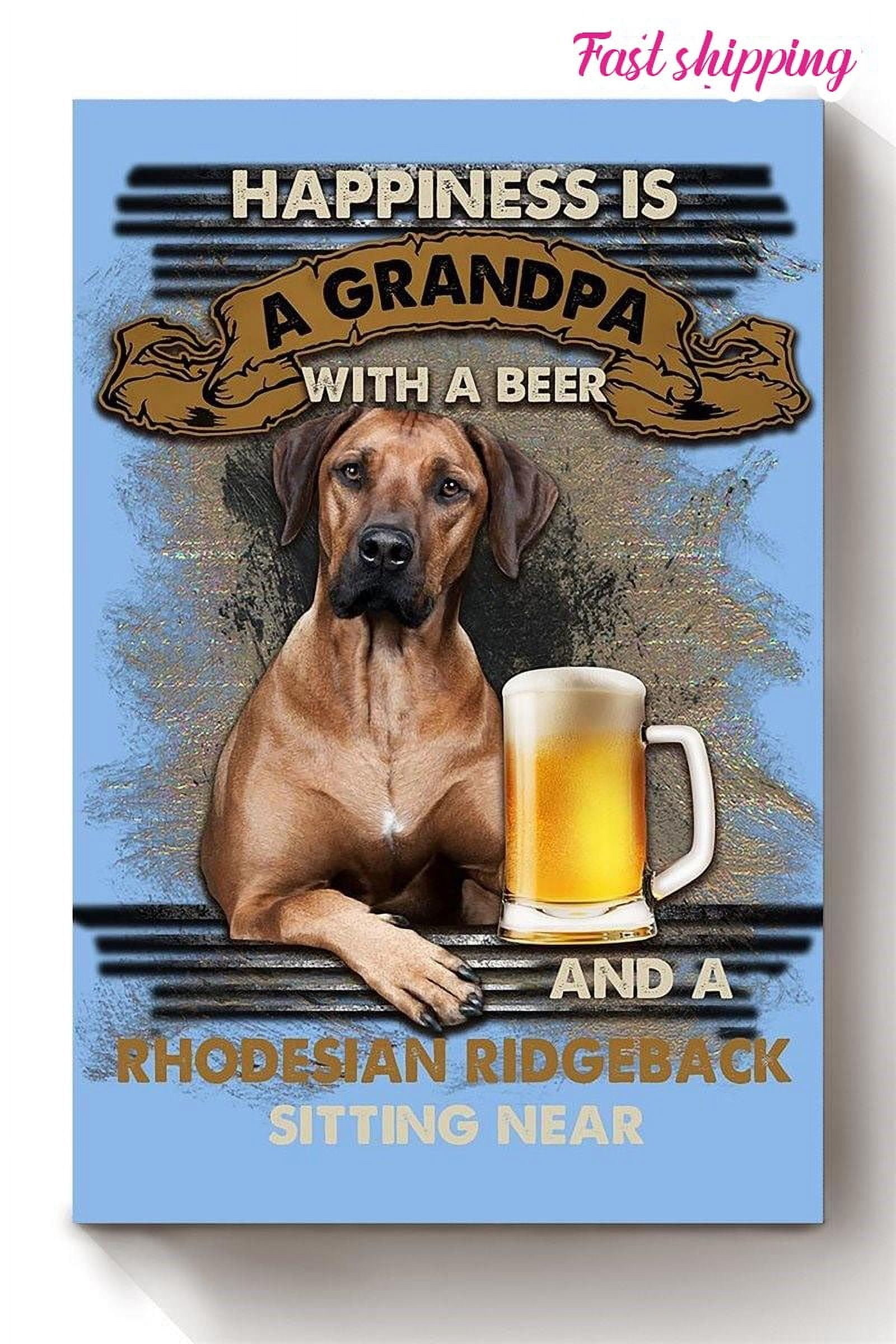 Happiness Old Man With Rhodesian Sitting Near Vintage For Grandfather ...