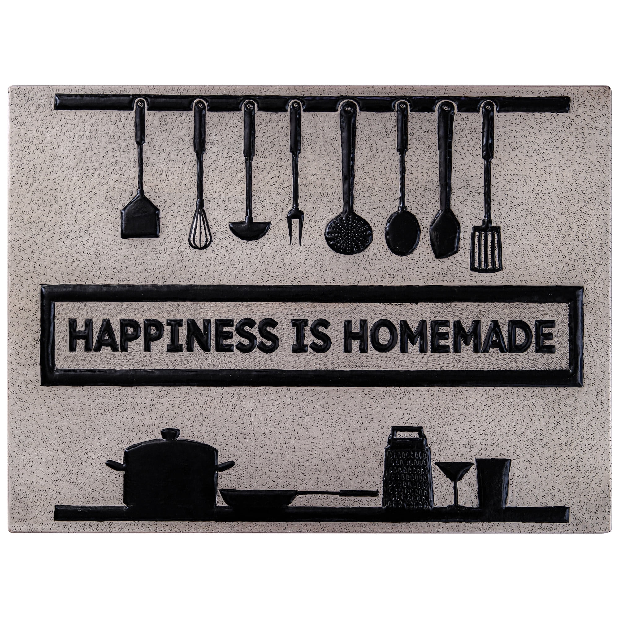 "Happiness is Homemade" Kitchen Backsplash Tile - 18x24 Gray&Black ...