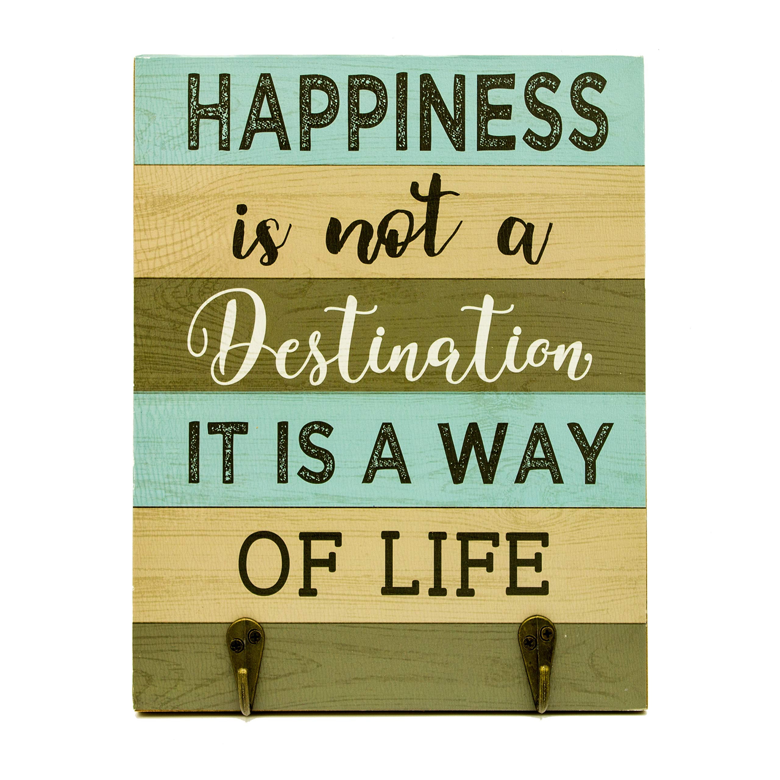 Happiness is Not a Destination Inspirational Wall Plaque with Hooks 10 ...