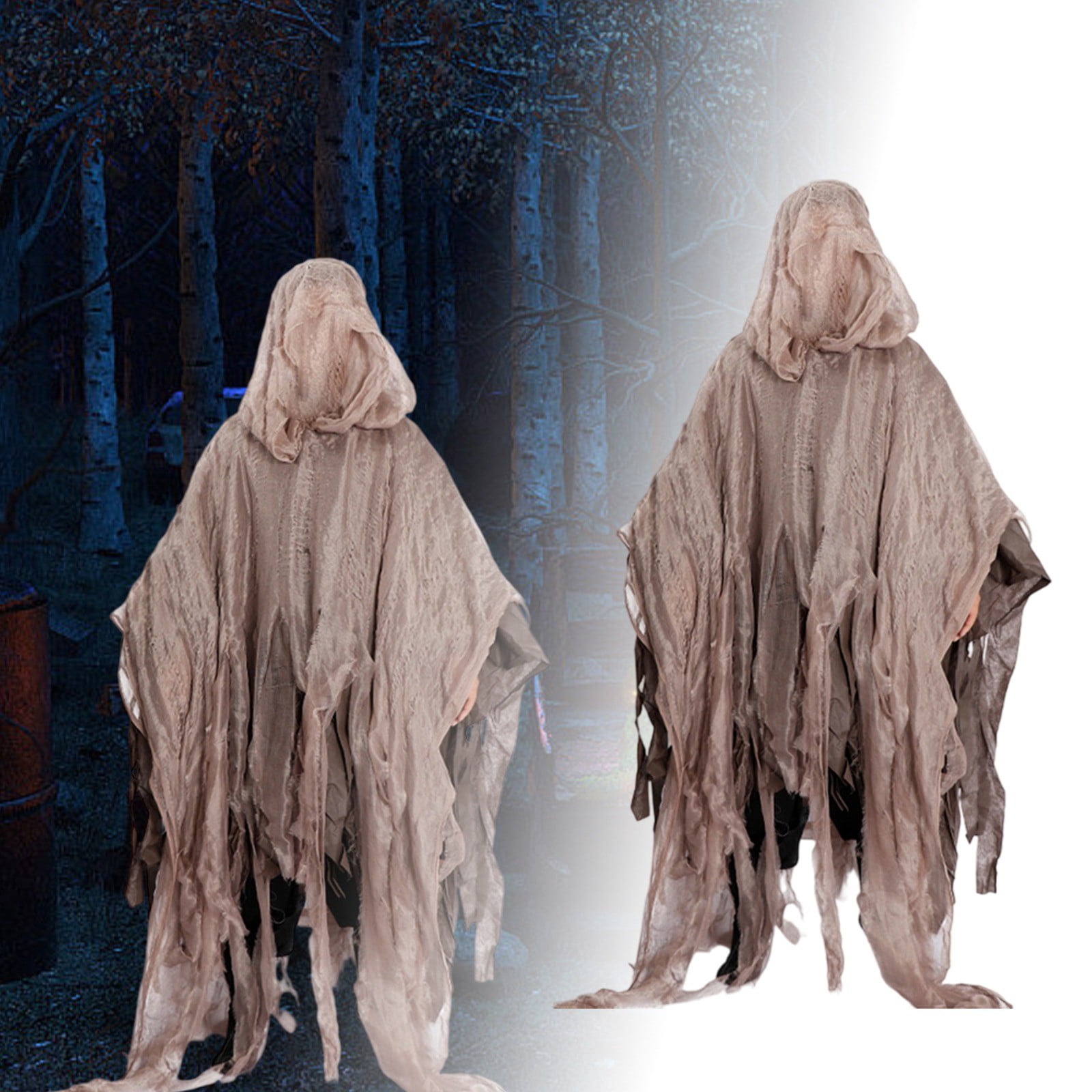 Happini 175cm Halloween Skeleton Cape Full Length Cloak With Hood For ...