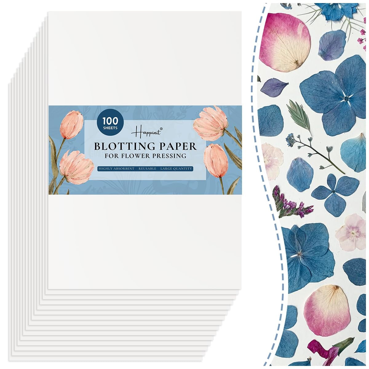 Happinit 100 A4 Size Blotting Papers for Herbarium Craft, Large Blotter ...