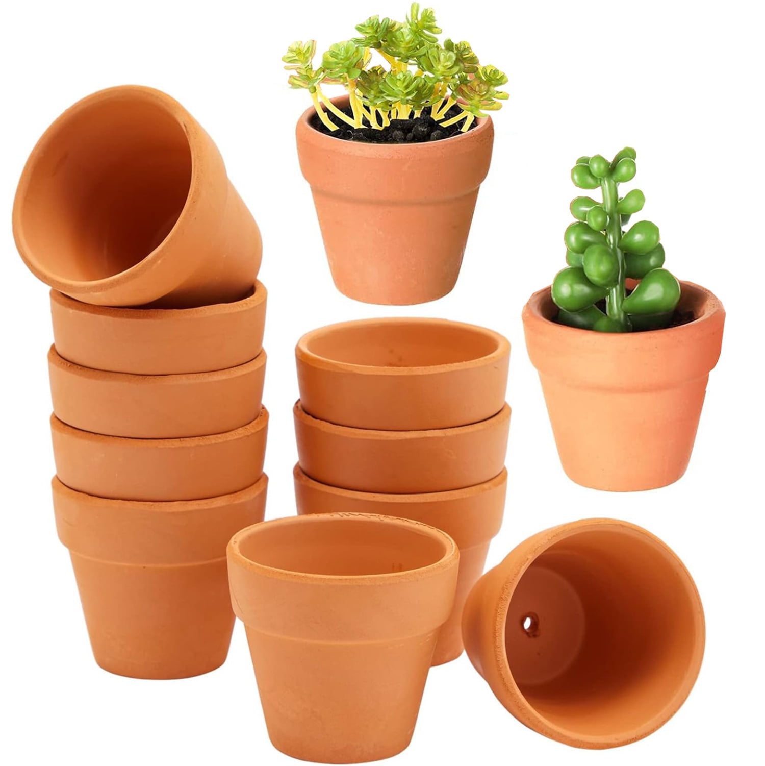 Happon 10 Pack 1.5" Small Flower Pots,Mini Clay Pots,Small Flower Pots ...