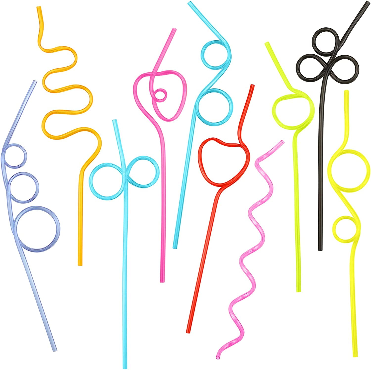 Happon 10 Pcs Crazy Straws, Colorful Twisty Silly Straws for Kids ...