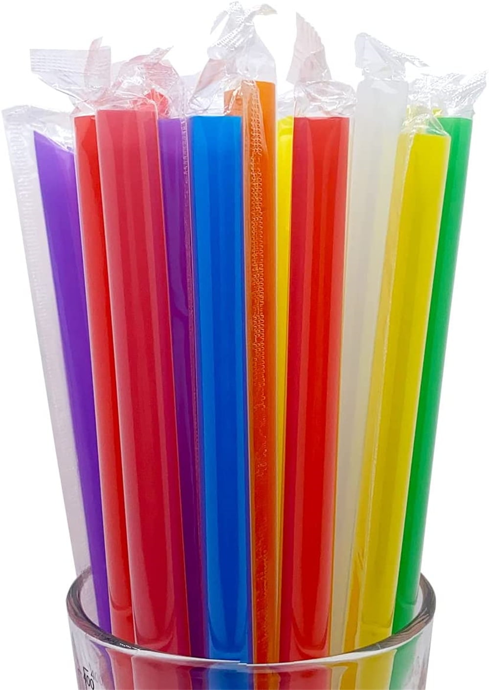 Happon 100 Pcs Disposable Multi-Color Straw Jumbo Smoothie Straws - 9.4 ...