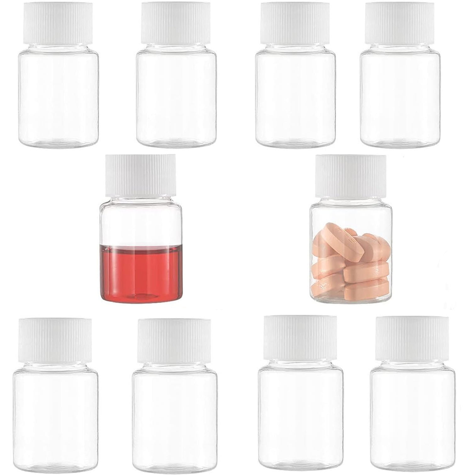 Happon 10Pcs 30ml Clear Plastic Pill Bottles,Clear Pill Bottle Medicine ...