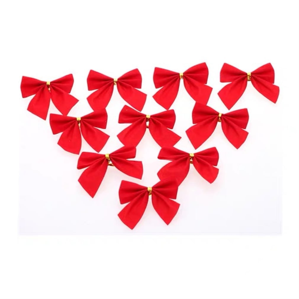 Happon 12 Pieces Christmas Mini Bow Tie Xmas Red Bow Holiday Craft Tiny ...