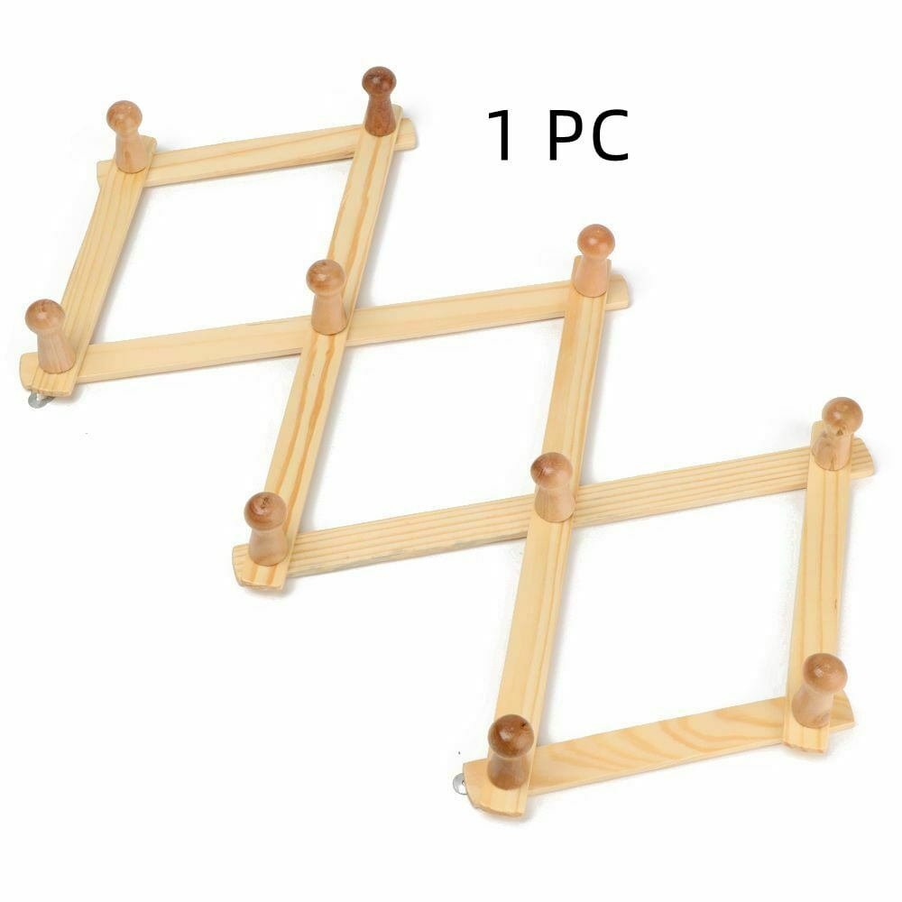 Happon 1Pc Wood Wall Mounted Expandable Peg Coat Rack Hanger Hat Closet ...
