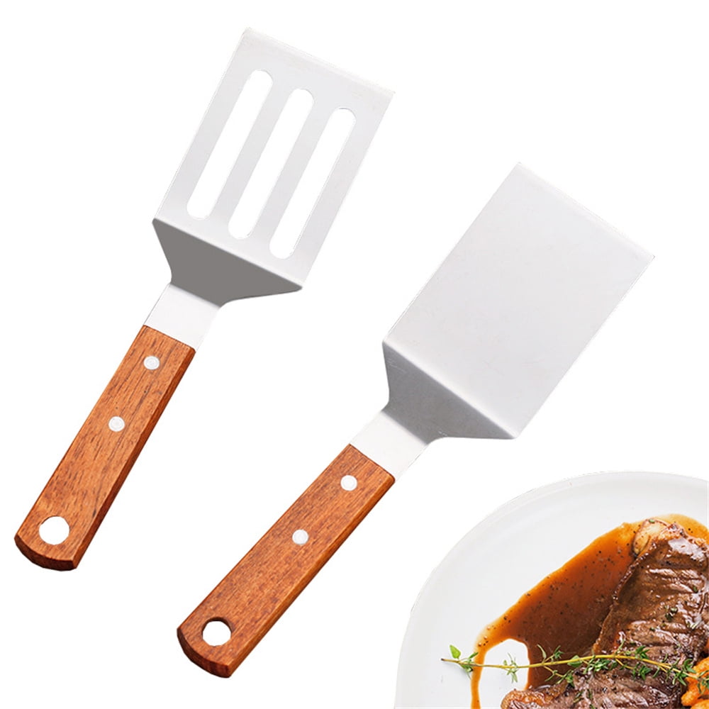 Happon 2 Pcs Metal Spatulas Set, Stainless Steel Spatula with Wooden ...