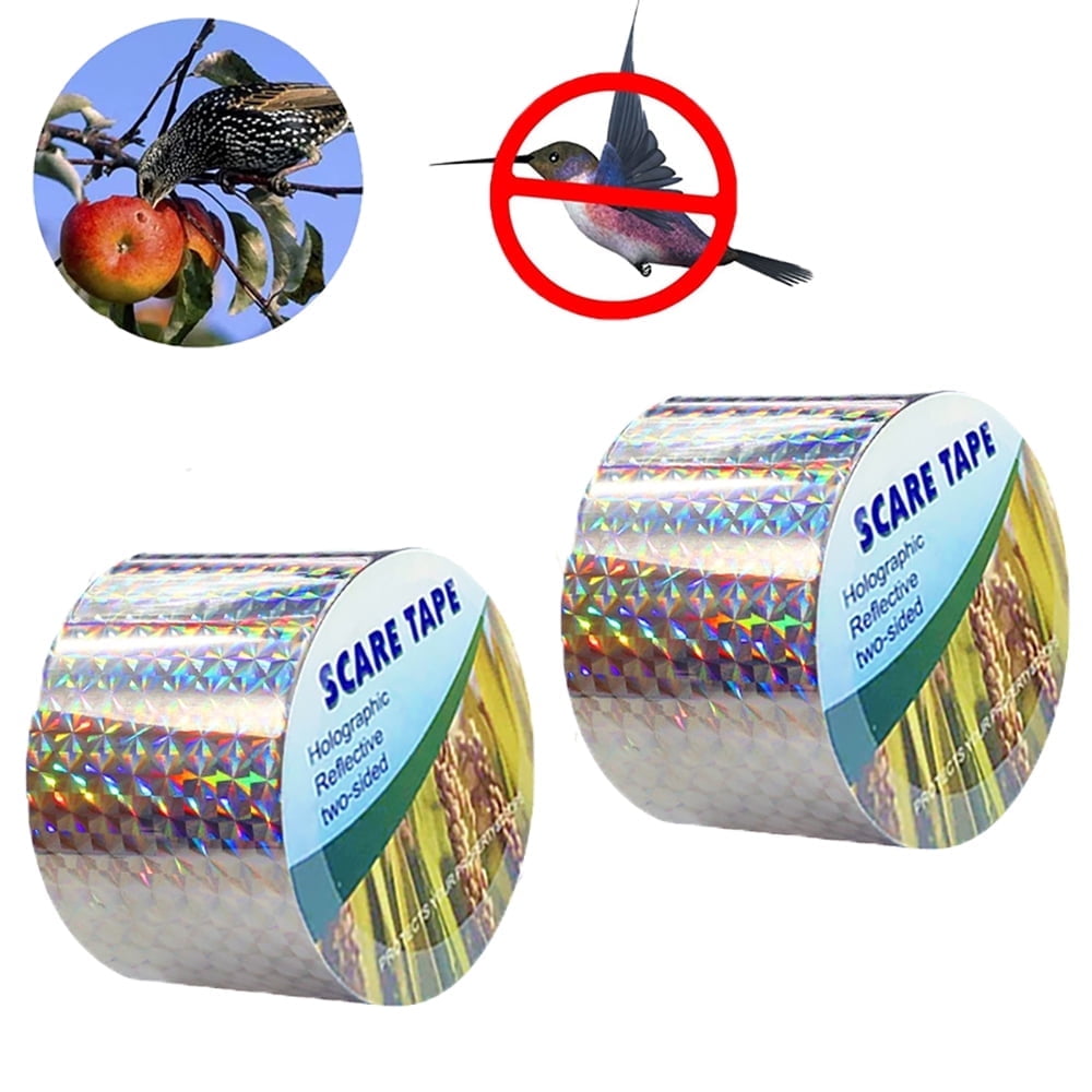 Happon 2 Rolls 262ft Bird Scare Tape Reflective Holographic Reflective ...