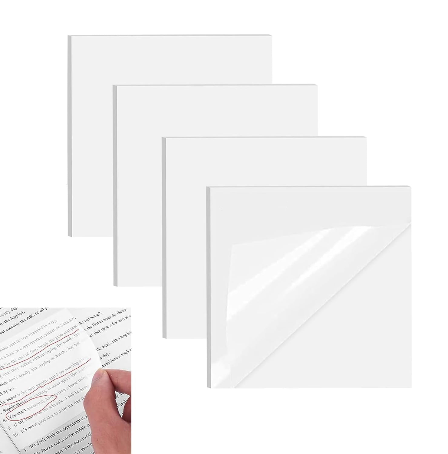 Happon 200 Sheets Transparent Sticky Notes, Translucent Notes ...