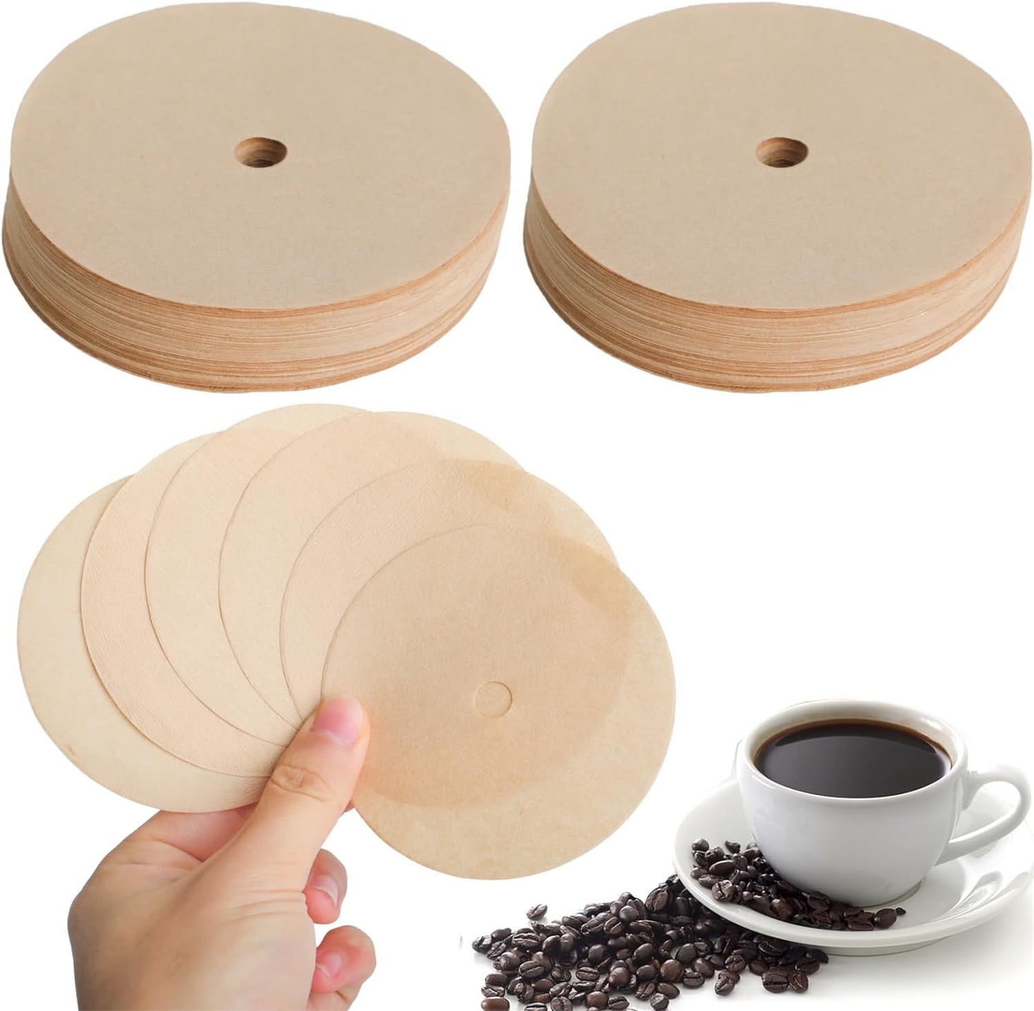 Happon 200Pcs Disposable Coffee Filter Paper, 3.75in Brown Coffee ...