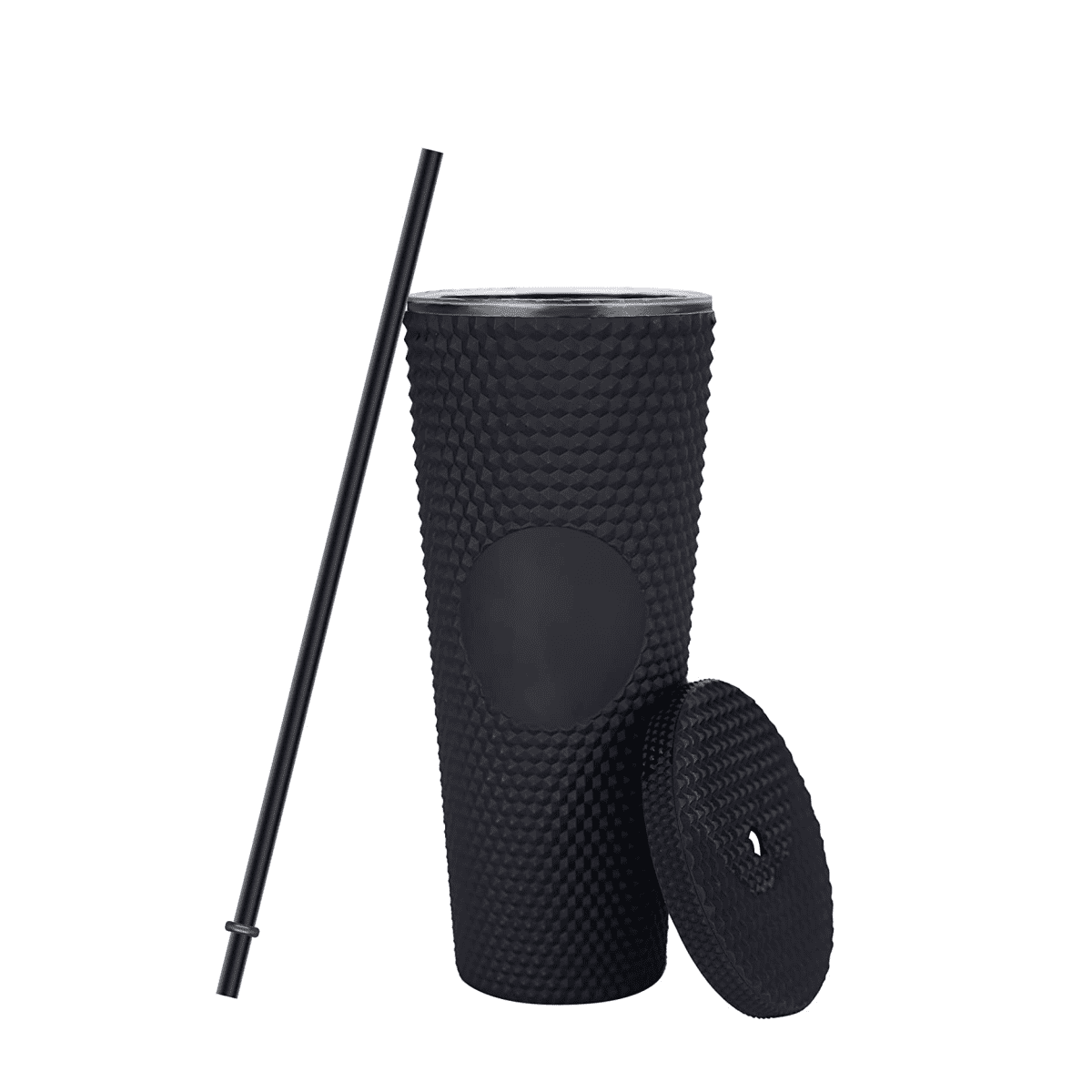 Happon 24 Oz Matte Black Studded Cup Double Wall Water Plastic Tumbler ...