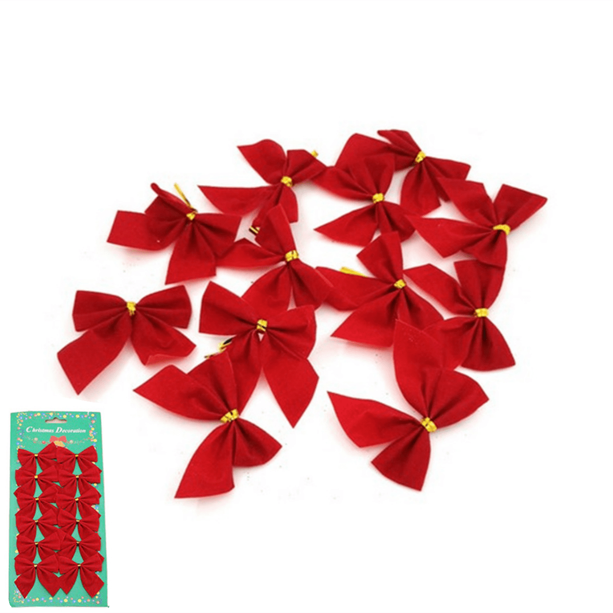Happon 24 Pcs Christmas Tree Bows Mini Red Bowknot 2 in Xmas Tree ...