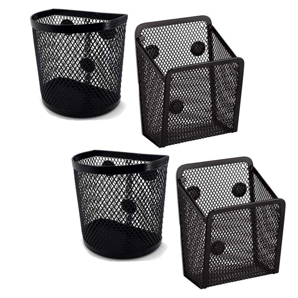 Happon 4 Pack Magnetic Pencil Holder, Black Magnetic Storage Basket ...