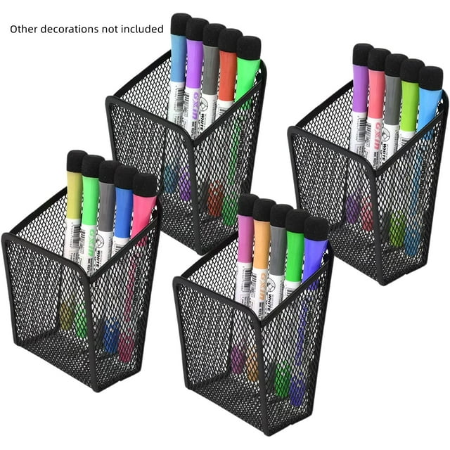 Happon 4 Pack Magnetic Pencil Holder, Magnetic Marker Holder, Mesh ...