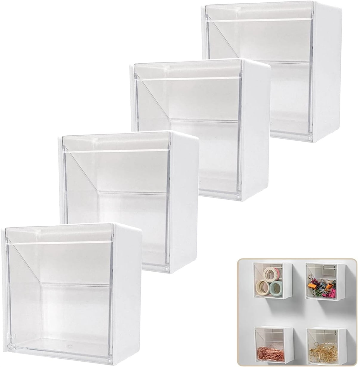 Happon 4 Pack Wall Mounted Holder Canister,Cotton Balls Canister for ...