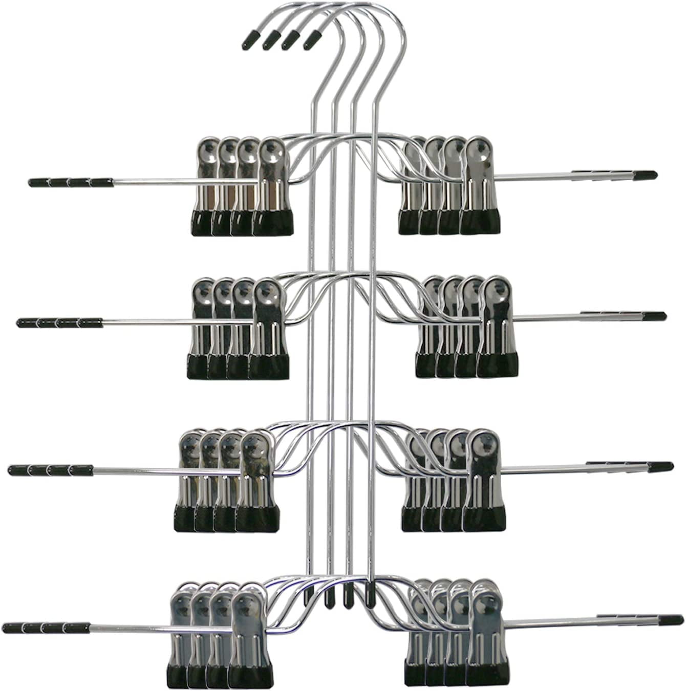 Happon 4 Pcs 4-Tier Space Saving Trouser/Skirt Hanger with Adjustable ...