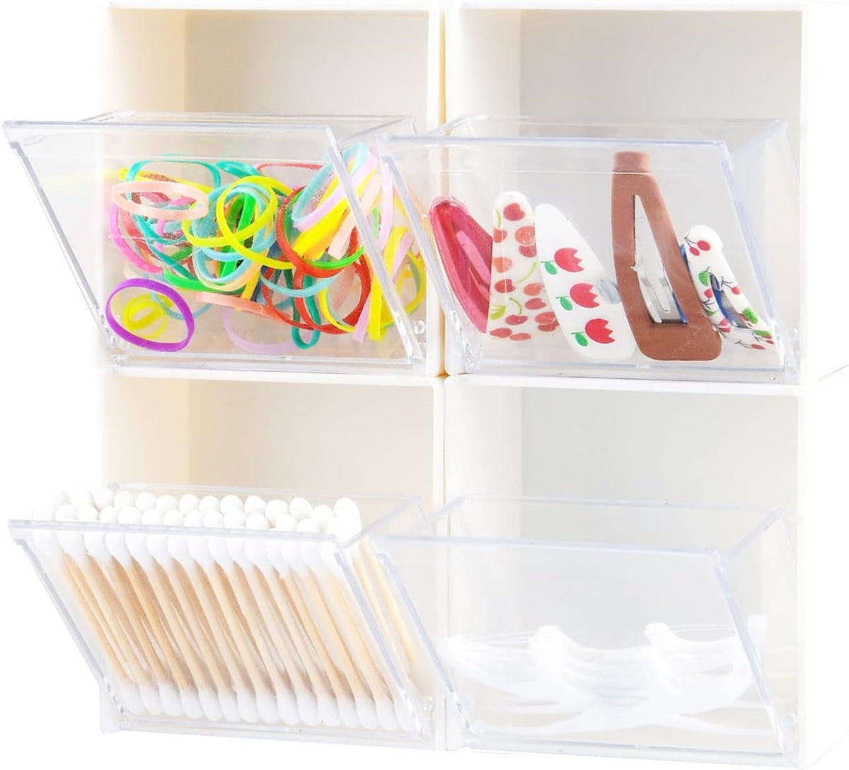 Happon 4PCS Wall Mounted Holder Dispenser, Cotton Pads Organizer Small ...