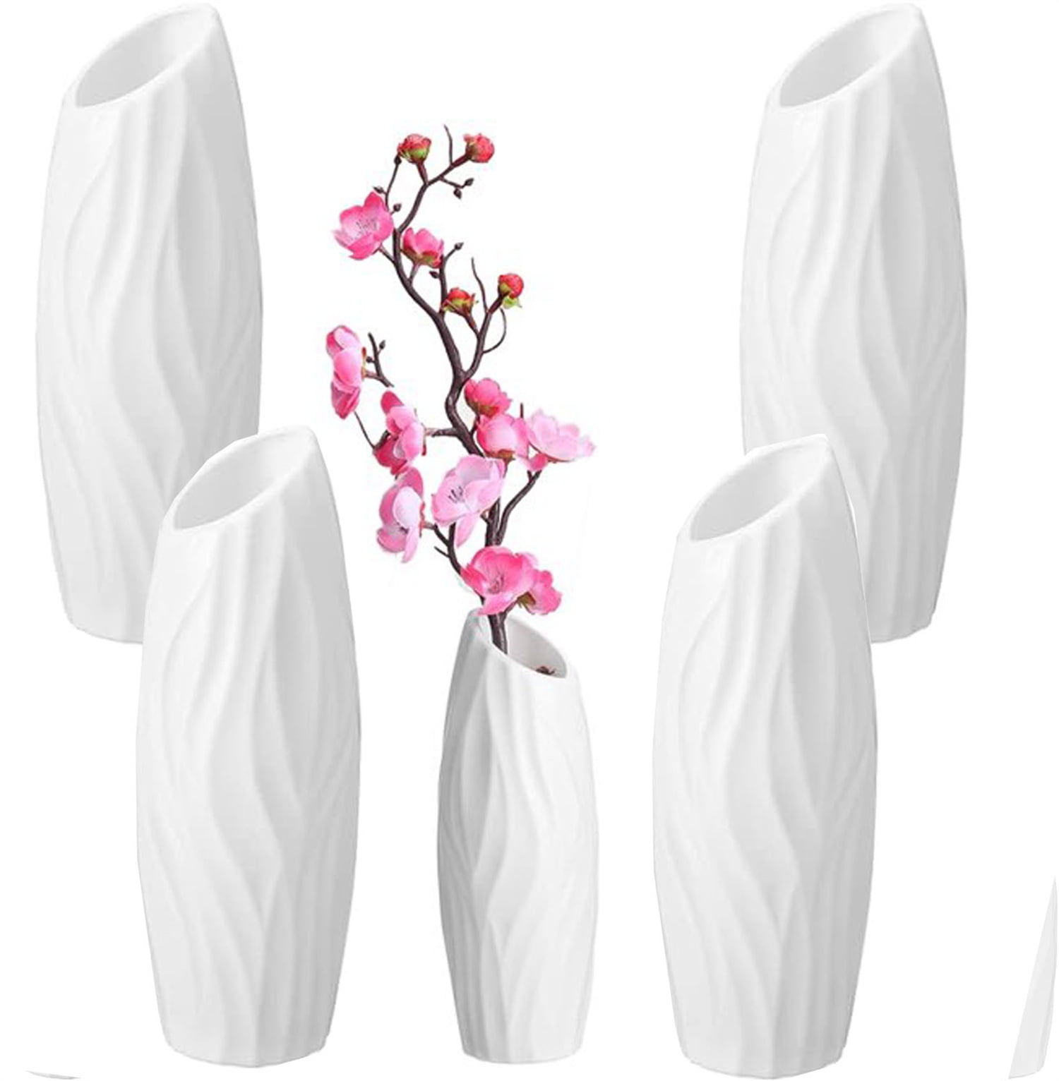 Happon 5 Pack Vases for Flowers,Plastic Vases,Vase White, Decorative ...