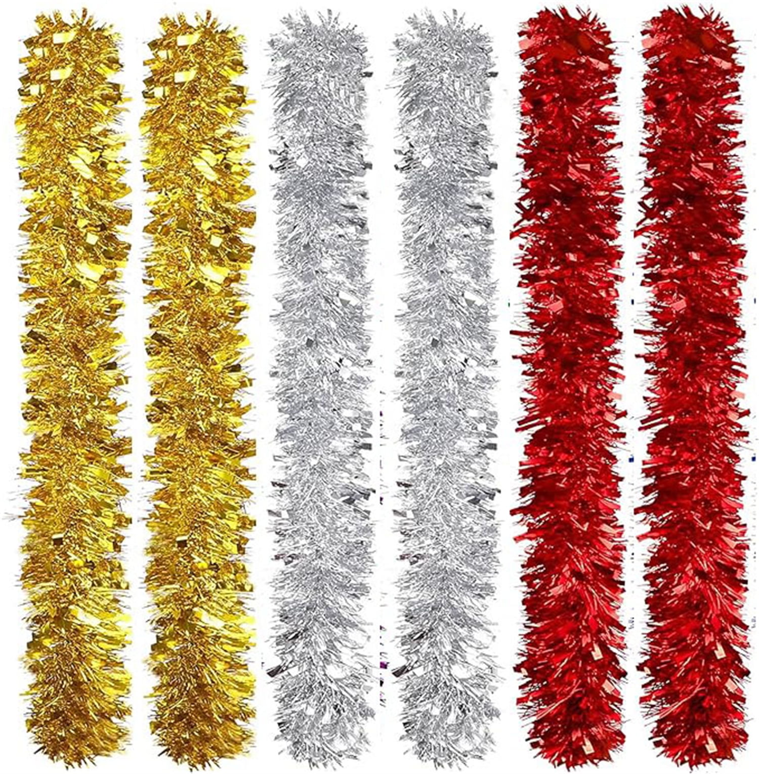 Happon 6 Pcs Christmas Tinsel Garlands | Hanging Tinsel Garland for Christmas Tree Decorations ...