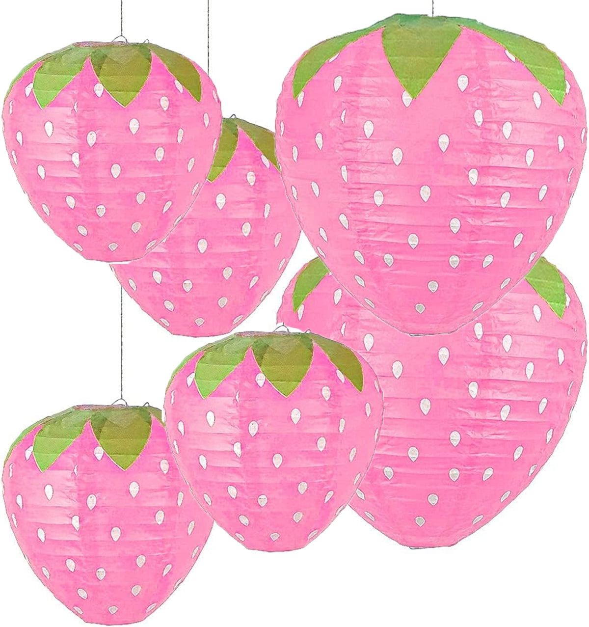 Happon 6 Pcs Pink Paper Lanterns,Strawberry Party Lantern Decorations ...