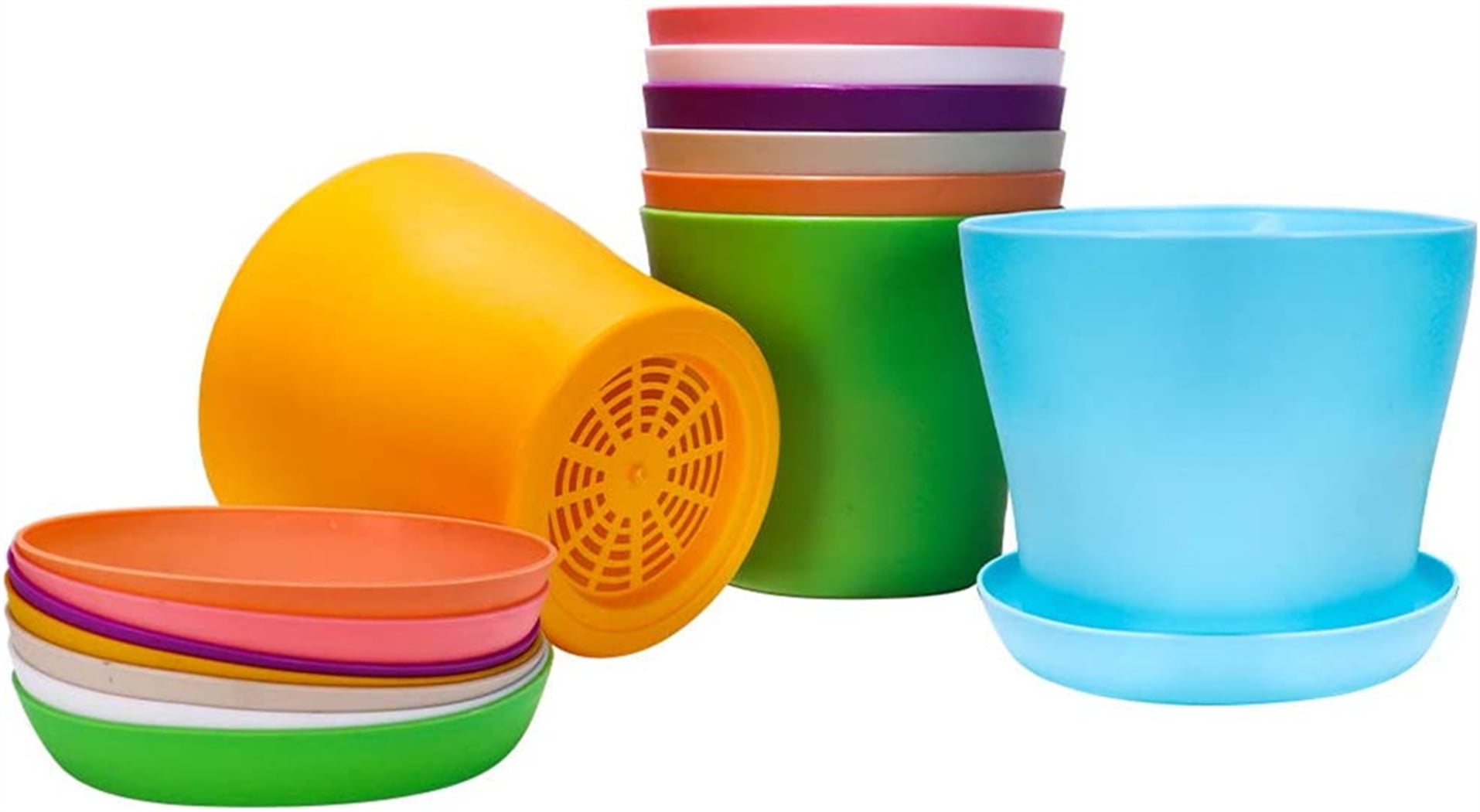 Happon 8 Pack 5.5 inch Plastic Plant Pot with Saucers Flower Pots ...