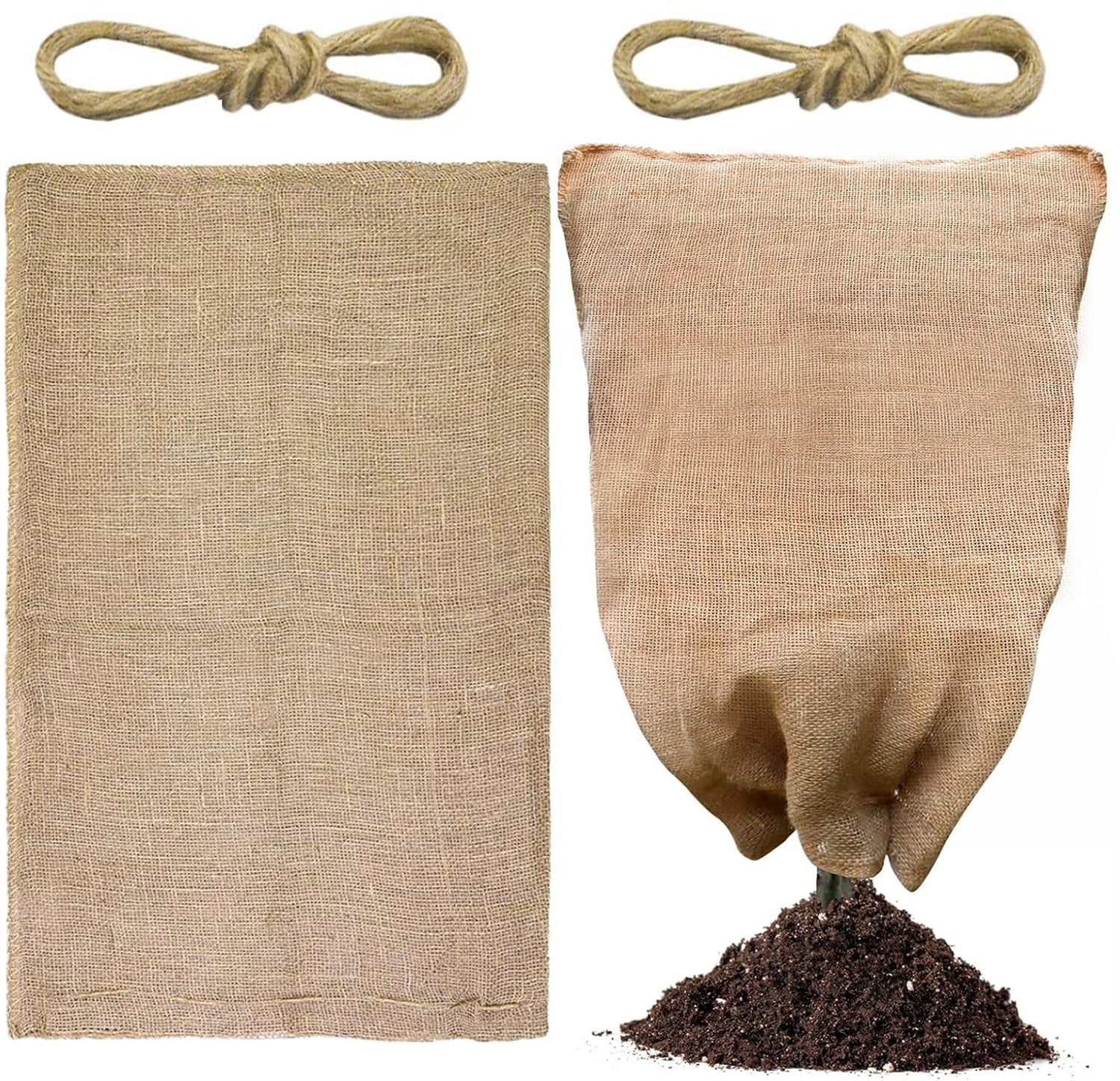 Happon Burlap Frost Cloth Plant Freeze Protection,2 Pack 40" x 24 ...