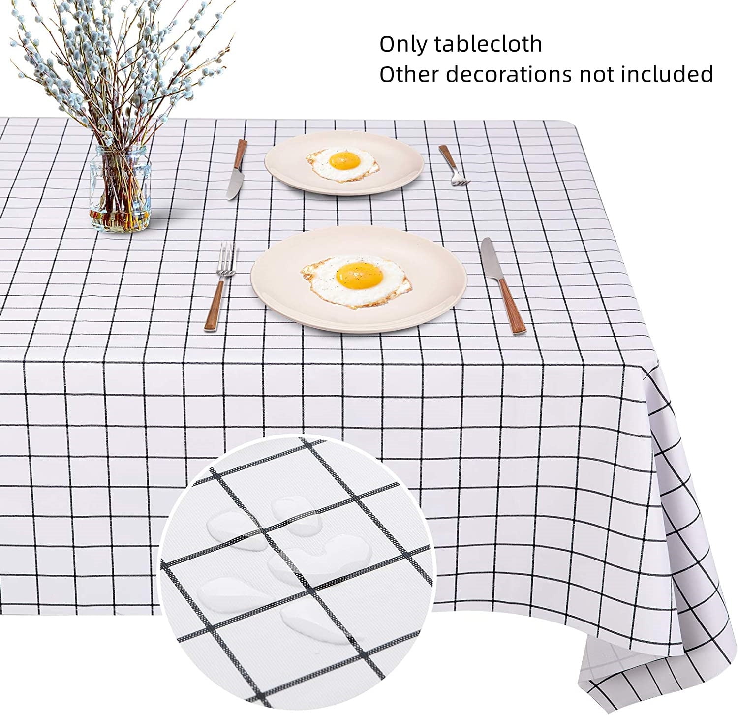 Happon Checkered Tablecloth Plastic Rectangle Table Cloth for Dining ...