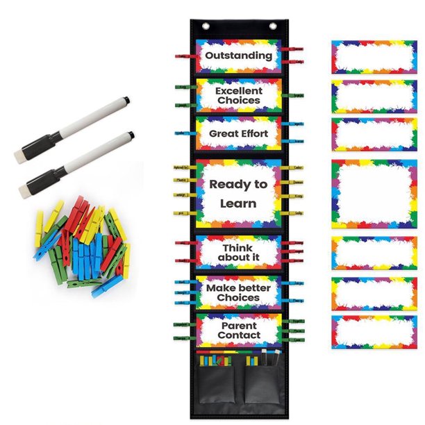 Happon Classroom Management Pocket Chart,Behavior Clip Chart for ...