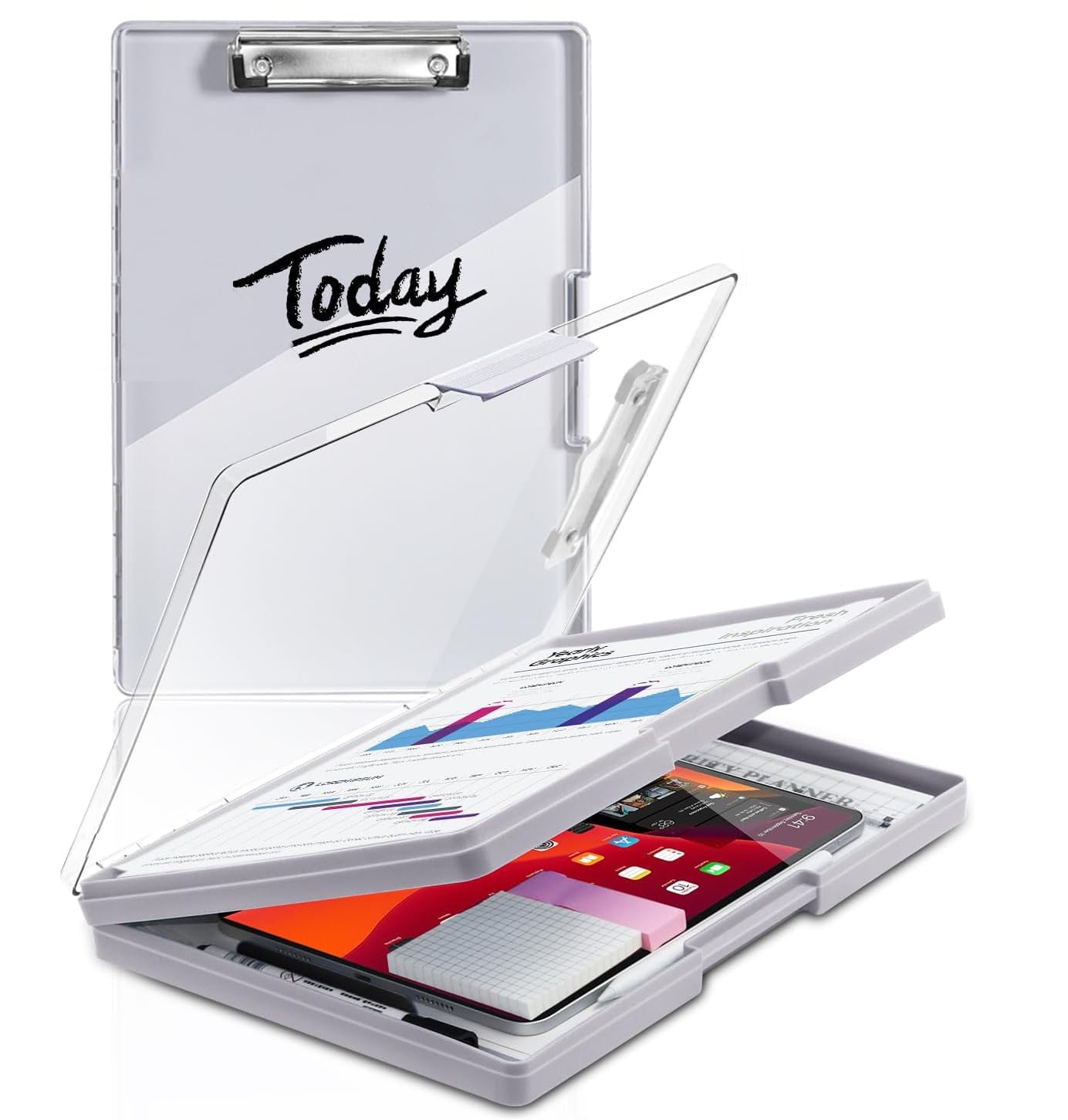 Happon Clipboard with Storage, Plastic Storage Clipboard, Heavy Duty ...