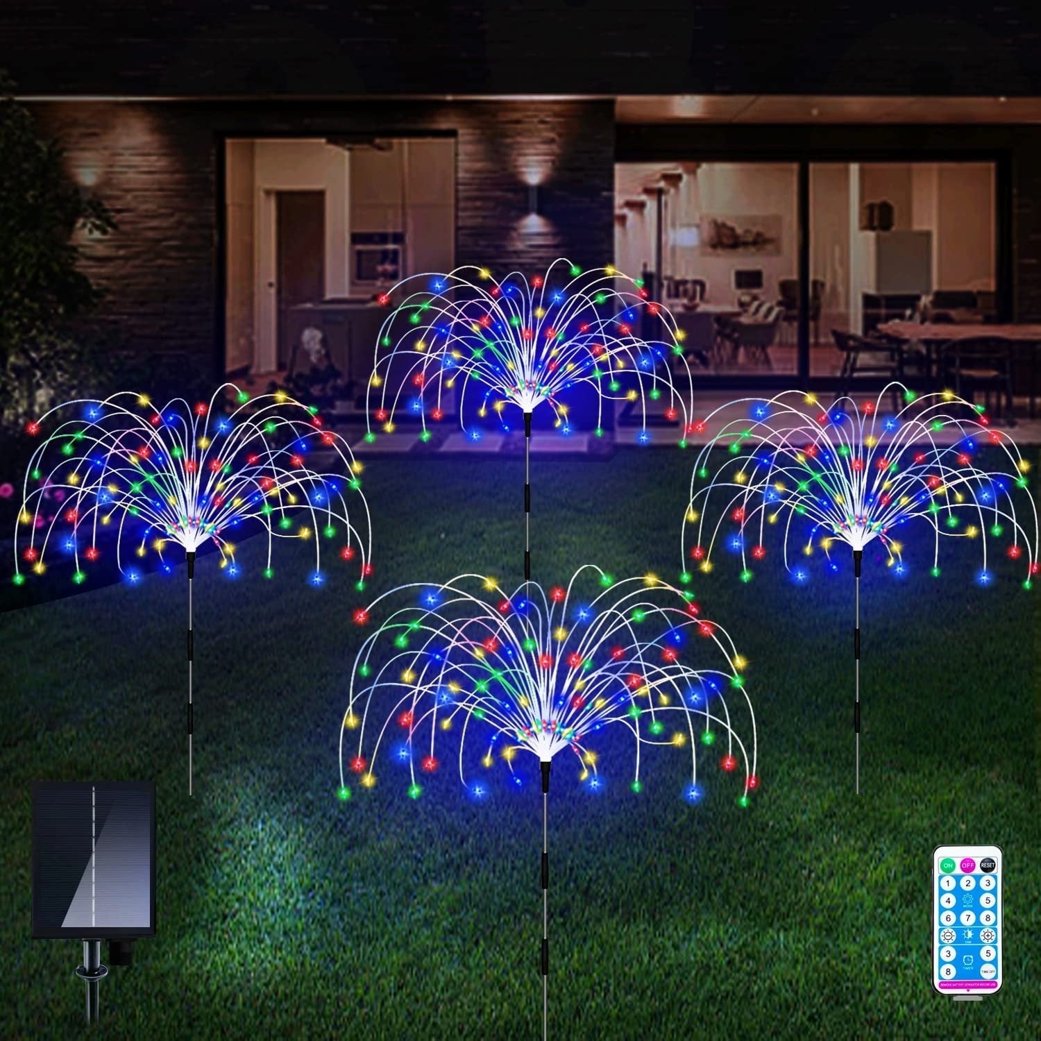 Happon Garden Solar Firework Lights, 4 Pack Decorative Solar Lamps ...