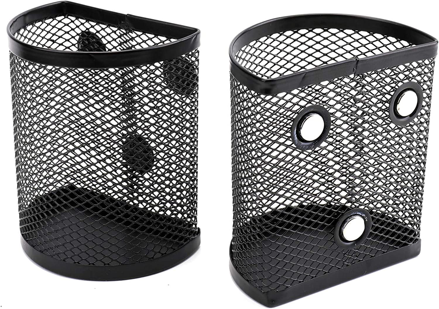 Happon Magnetic Pencil Holder, Black Semicircle Mesh Metal Pen Basket ...