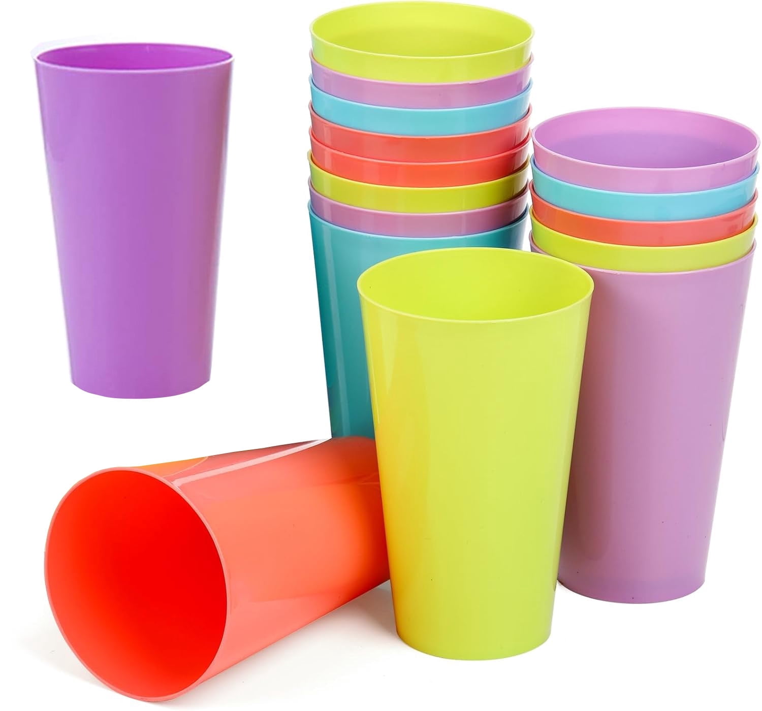 Happon Multicolors Plastic Tumblers, Set of 12 Reusable Drinking Cups ...