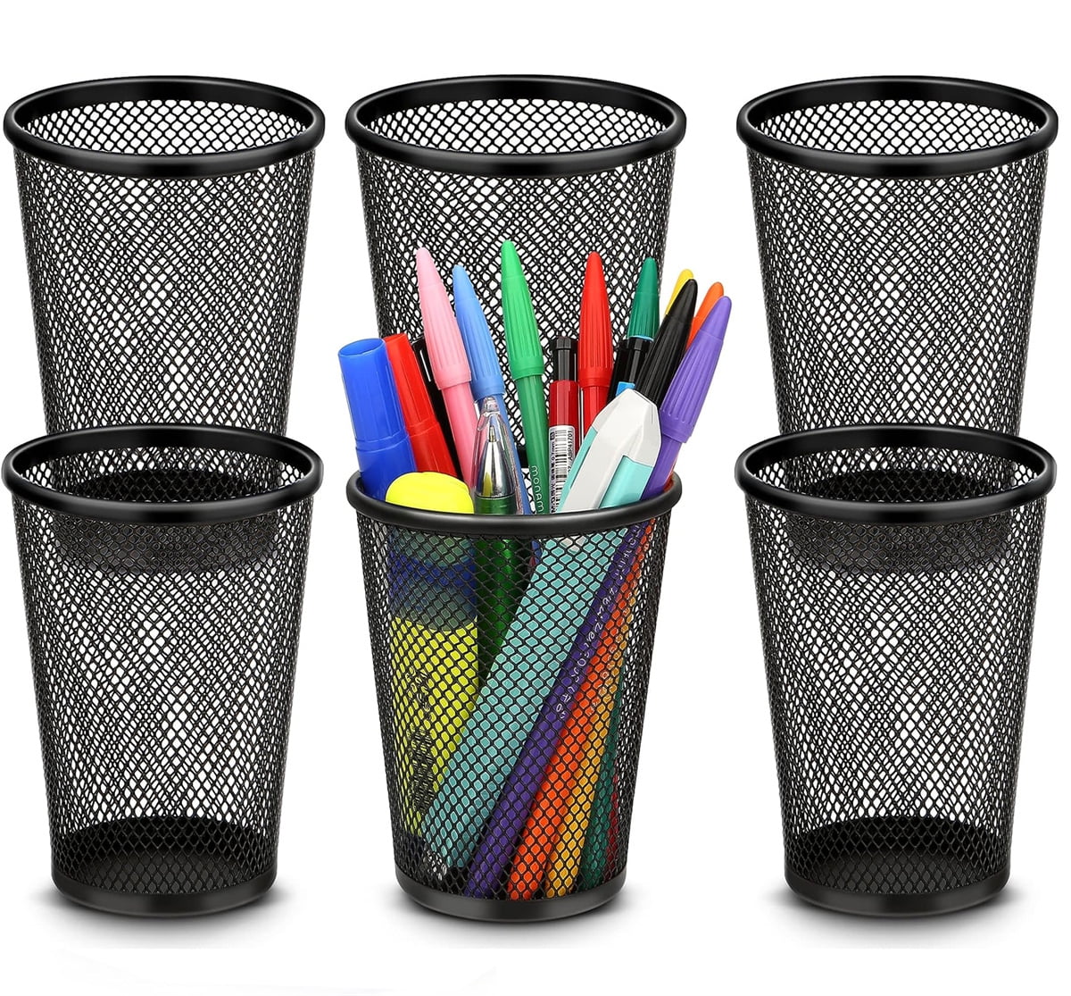 Happon Pen Holder 6 Pack,Mesh Container Pen Organizer Mesh Desk ...