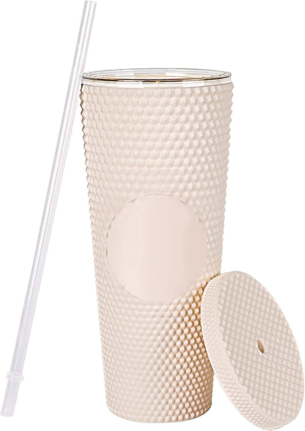 Happon Reusable 24 Oz Plastic Cup, Drinking Tumbler with Straw & Lid ...