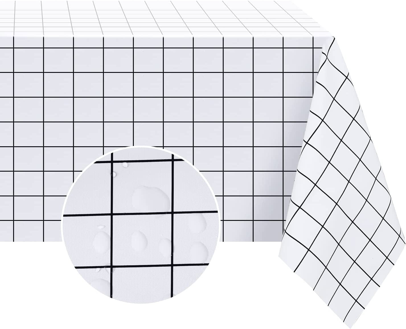 Happon Rectangle Tablecloth Plastic Wipeable Oilcloth - Spillproof ...