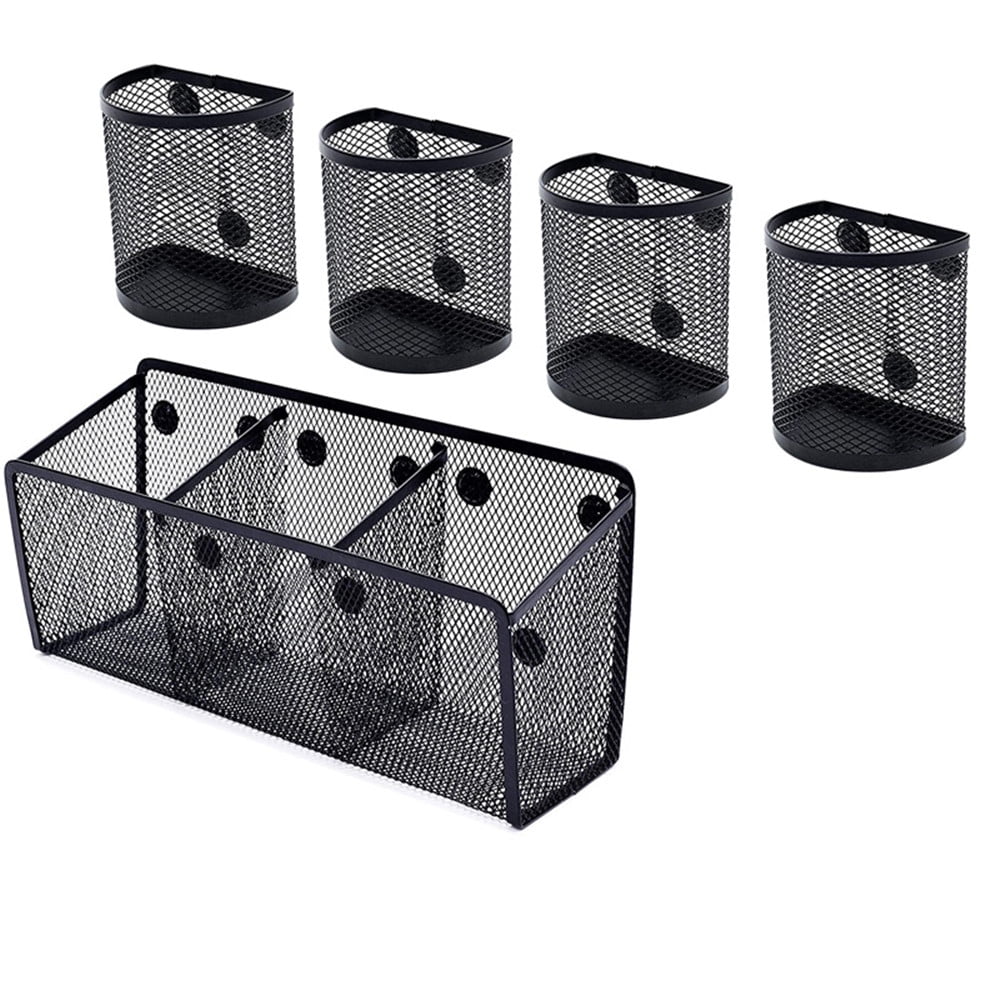Happon Set of 5 Magnetic Pencil Holder 3 Compartments, Metal Magnetic ...