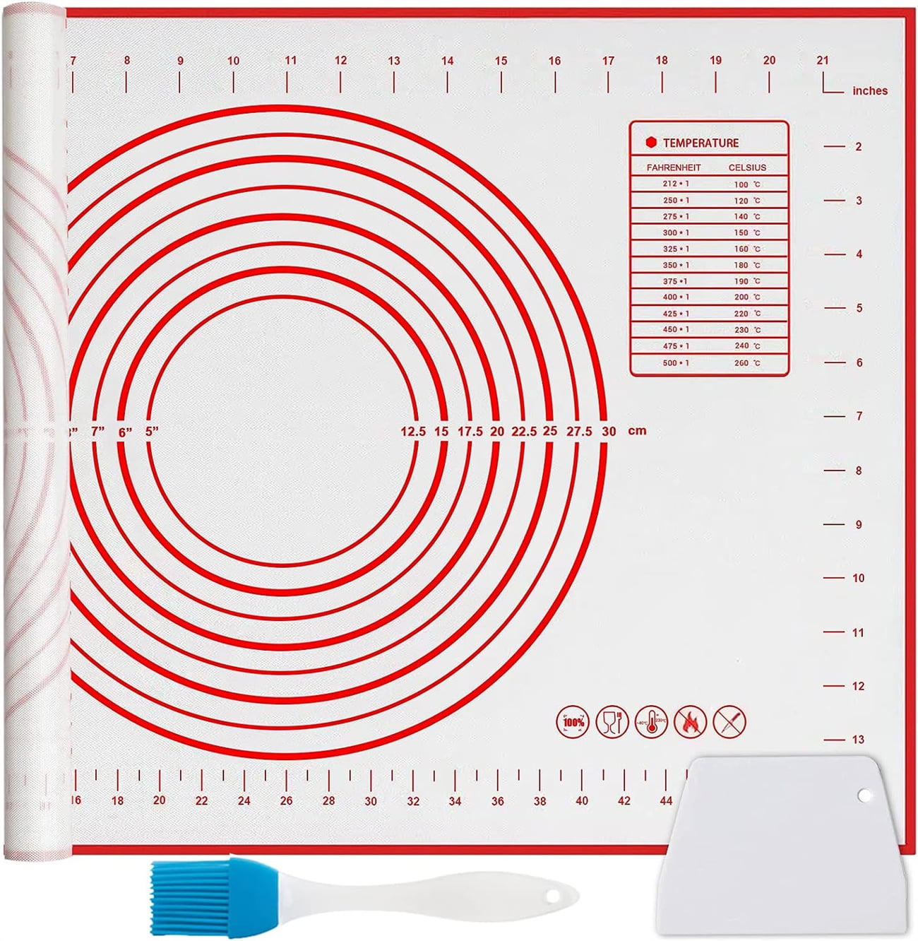 Happon Silicone Pastry Mat for Rolling Dough Large Fondant Sheet Non ...