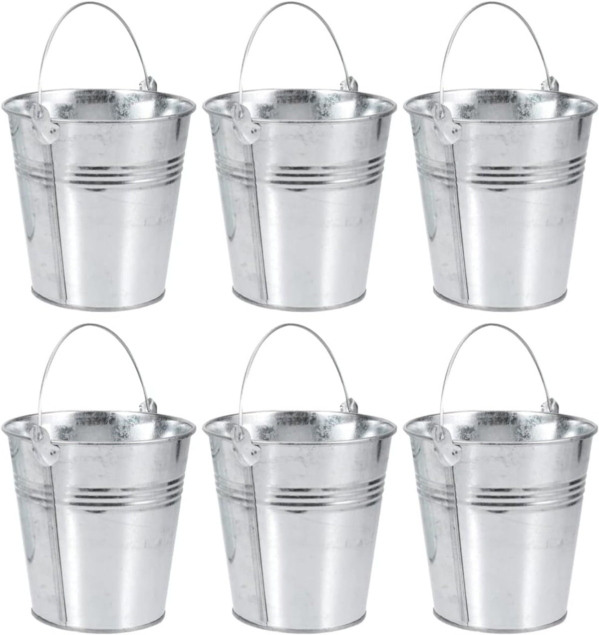 Happon Small Metal Buckets,6 Pcs 4.13in Heigh Galvanized Tinplate Tin ...