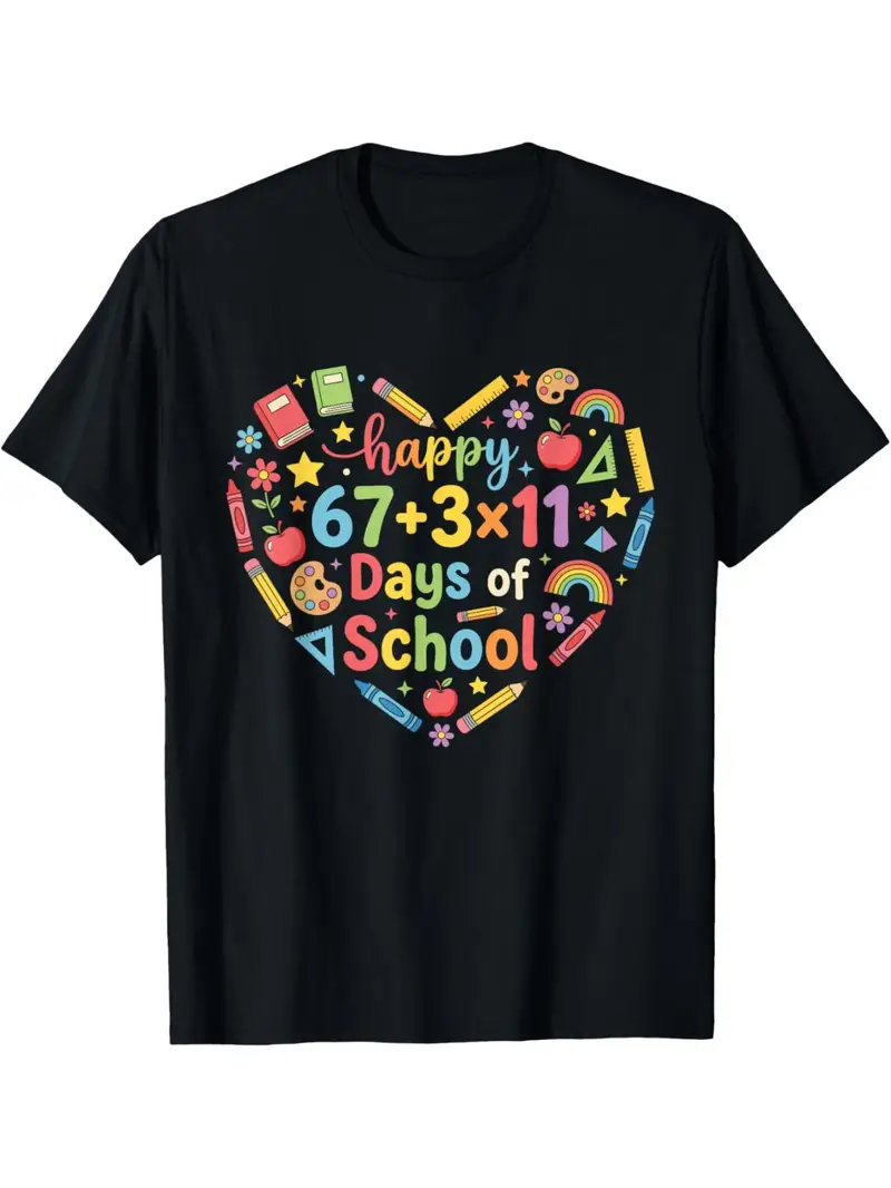 Happy 100 Days Math Equation School Teacher Unisex Short Sleeve Graphic ...