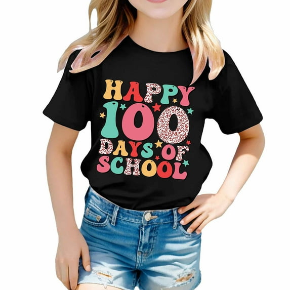 Happy 100 Days of School Shirt Toddler Kids Boys Girls Short Sleeve ...