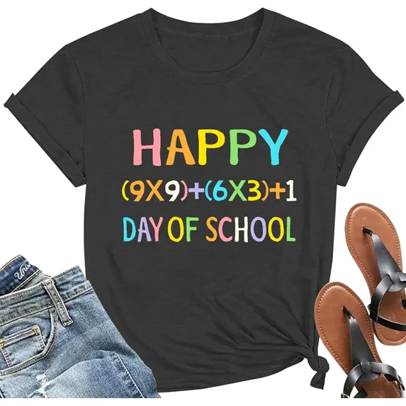 Happy 100 Days of School Shirt Women 100th Days Shirts Math Teacher ...