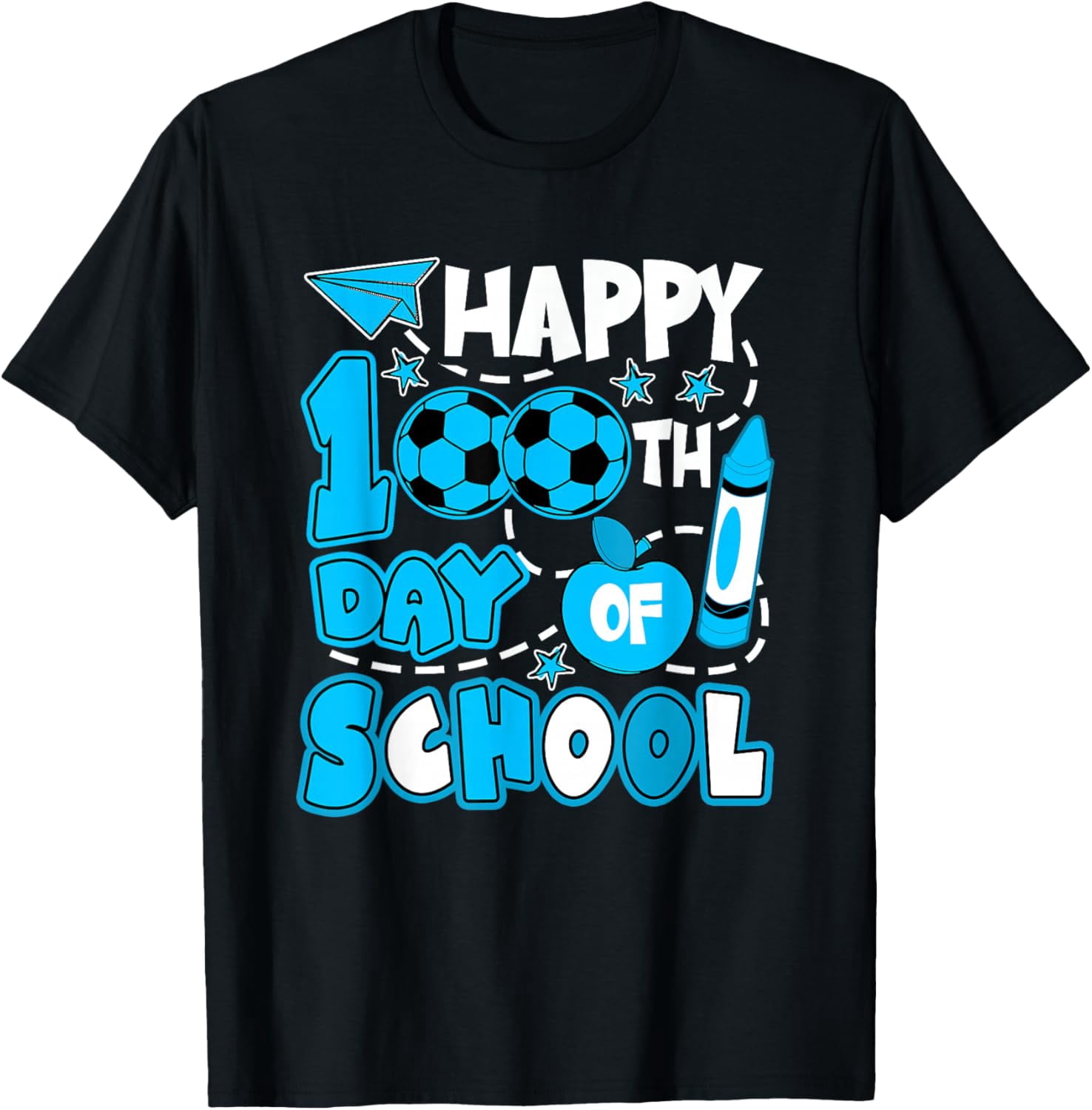 Happy 100 Days of School Soccer Student Kids Boys Girls T-Shirt ...