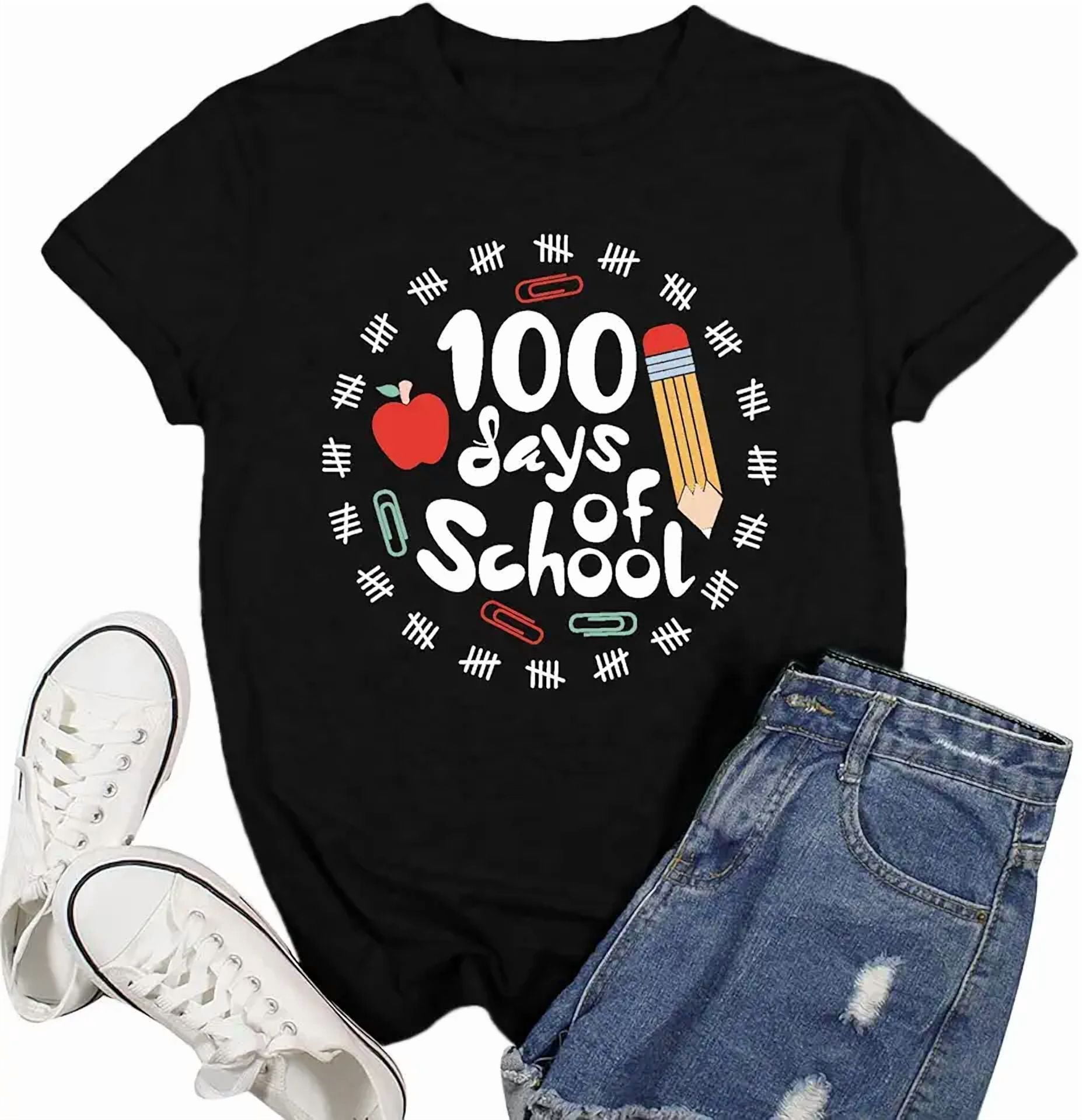Happy 100 Days of School Tally Mark for Women Teacher Casual Short ...