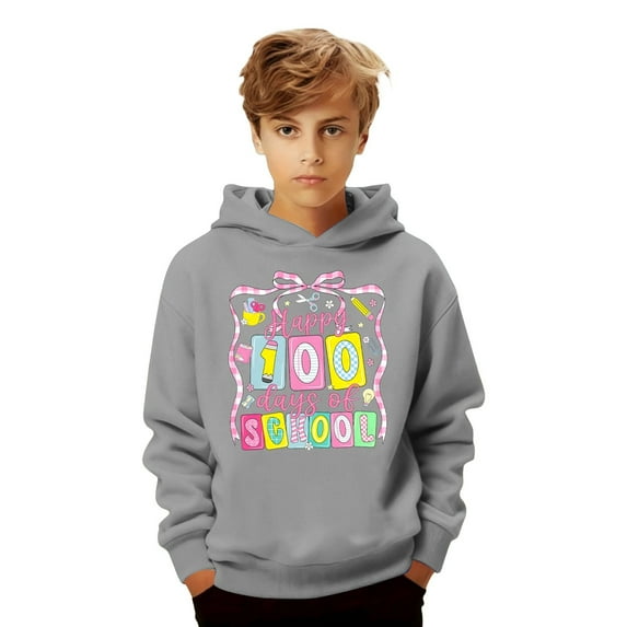Happy 100 Days of School Unisex Hoodies for K_ids - Funny Print Drop ...