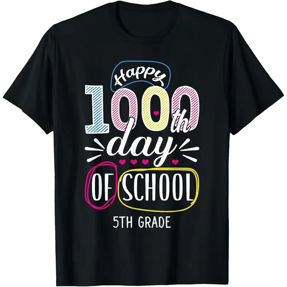 Happy 1000th Day Of School 5th Grade Teacher Student Fifth T-Shirt ...