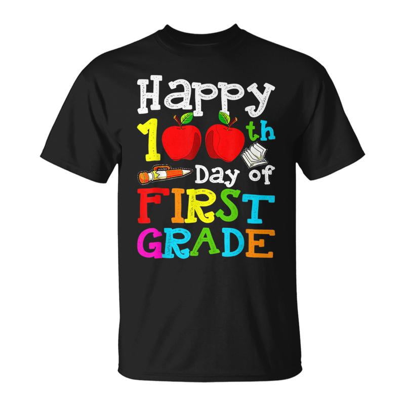 Happy 100Th Day Of 1St Grade 100 School Days Teacher Kids V2Tshirt ...